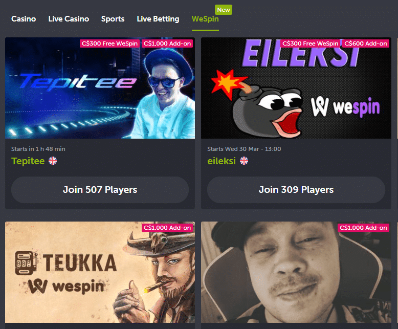 WeSpin together at ComeOn - what is it about?